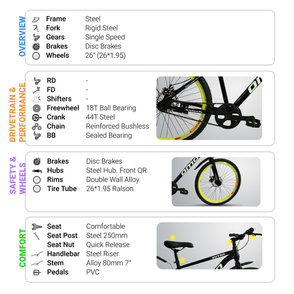 Model 1.0 Hybrid Bike Without Gear 26 Inch under 10000 -Omobikes – OMOBIKES