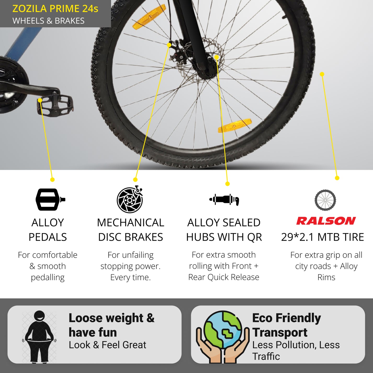 Zozila Prime Mountain Bike - Alloy Frame, 8 & 24 Shimano Acera Gears ...