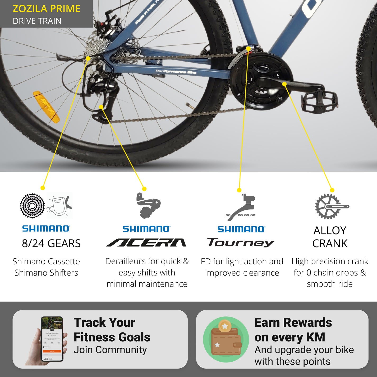 Zozila Prime Mountain Bike, Alloy Frame 8 & 24 Shimano Gear - Omobikes ...