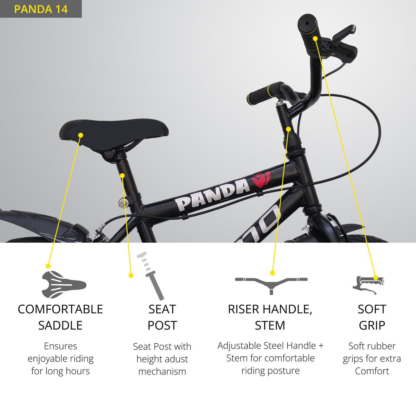 Panda 14 Inch Kids Cycle - Perfect Bicycle for Kids Aged 3-5 Years ...